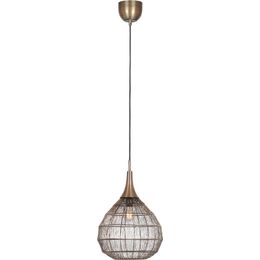 Trio LEUCHTEN Pendelleuchte "SORAYA, 1-flammige H&auml;ngelampe mit Drahtgeflecht Lampenschirm", antik messing, 1, &Oslash; 42cm H: 150cm, 1 Stk., Leuchten, exkl 1xE27 max 10W H&ouml;he bis 150 cm einstellbar H&auml;ngeleuchte Wohnzimmer, Pendelleuchte