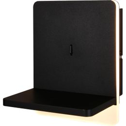 Trio LEUCHTEN LED Wandleuchte "FAIRFIELD, Wand Nachttischleuchte, induktive Ladestation USB-Anschluss", schwarz matt, 1, H: 20cm, 1 Stk., Leuchten, LED Wandleuchte 9W 950 Lumen warmwei&szlig; dimmbar indirektes Licht, LED Wandleuchte