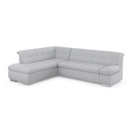 Ecksofa DOMO collection "MONA 271x213 cm, modern und komfortabel", silber, B:271cm H:80cm T:213cm, Struktur fein 100% Polyester;Chenilleoptik 100% Polyester, Sofas, Ecksofa, whlw. mit Bett- und Armlehnfunktion, L-Form
