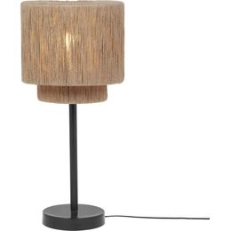 Trio LEUCHTEN Tischleuchte "SMILLA, runde Tischlampe mit Jute Lampenschirm &Oslash; 21 cm H&ouml;he 45cm", schwarz matt, natur, 1, &Oslash; 21cm H: 45cm, 1 Stk., Leuchten, exkl 1x E27 max 10W, Schnurschalter, Nachttischlampe, Wohnzimmer, Tischleuchte