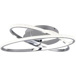 REALITY LEUCHTEN LED Deckenleuchte "LANE, LED Deckenlampe Ringe, 27W 3500 Lumen 4000K kaltwei&szlig; 58x58 cm", silber (chrom), 1, H: 9cm, 1 Stk., Leuchten, dimmbar per Wandschalter, Ringe flexibel verstellbar, LED Deckenleuchte