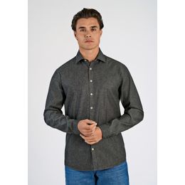 Langarmhemd LINDBERGH "Freizeithemd (Langarm) Relaxed Fit", Herren, Gr. M, Normalgr&ouml;&szlig;en, schwarz, Obermaterial: 98% Baumwolle, 2% Elasthan, Hemden
