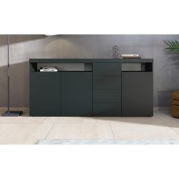 borchardt M&ouml;bel Highboard BORCHARDT M&Ouml;BEL "Kapstadt, Breite 200cm, Kommode mit Druck&ouml;ffner", schwarz (schwarz, matt), B:200cm H:93cm T:35cm, Holzwerkstoff, Sideboards, Highboard, T&uuml;ren, Schubladen, offene F&auml;cher, viel Stauraum, praktisch, modern