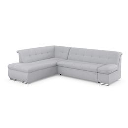 Ecksofa DOMO collection "MONA 271x213 cm, modern und komfortabel", silber, B:271cm H:80cm T:213cm, Struktur fein 100% Polyester;Chenilleoptik 100% Polyester, Sofas, Ecksofa, whlw. mit Bett- und Armlehnfunktion, L-Form