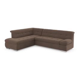 Ecksofa DOMO collection "MONA 271x213 cm, modern und komfortabel", braun (schlamm), B:271cm H:80cm T:213cm, Struktur fein 100% Polyester;Chenilleoptik 100% Polyester, Sofas, Ecksofa, whlw. mit Bett- und Armlehnfunktion, L-Form