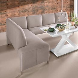 Eckbank exxpo - SOFA FASHION "Intenso, modern, 263/198 cm (B/T)", beige, B:264cm H:92cm T:198cm, NaturLeder;Strukturstoff (Zusammensetzung: Polyester 100%);Luxus-Microfaser (Zusammensetzung: Aufgeflockte 100% Polyester Schicht mit Pr&auml;gung);Cord (Zusammensetzung: Polyester 100%), Sitzb&auml;nke, Eckbank, hohe Bodenfreiheit, frei im Raum stellbar, hoher Sitzkomfort