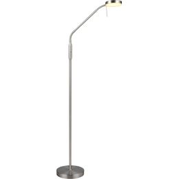 REALITY LEUCHTEN LED Stehlampe "MORENO, Akku LED Stehleuchte warmwei&szlig; bis kaltwei&szlig; 2700-4000-6000K", nickel, 1, H: 160,5cm, 1 Stk., Leuchten, dimmbar, Lesearm schwenkbar, induktive Ladestation per USB-C aufladbar, LED Stehlampe