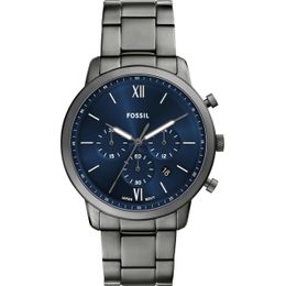 Chronograph Fossil "Neutra", grau (anthrazit, dunkelblau), Armbanduhren, Herren, Chronograph, Quarzuhr, Armbanduhr, Herrenuhr, Edelstahlarmband, analog, Datum
