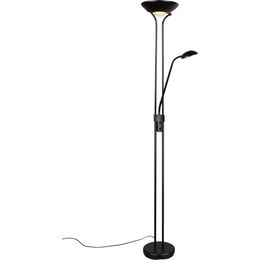 REALITY LEUCHTEN LED Stehlampe "SPOCK, LED Fluter mit flexiblem Lesearm, dimmbar, getrennt schaltbar", schwarz matt, 1, &Oslash; 25cm H: 180cm, 1 Stk., Leuchten, H&ouml;he 180cm &Oslash; 25cm, Auslage Lesearm 50cm, 19W 2200 Lumen 3000K warmwei&szlig;, LED Stehlampe
