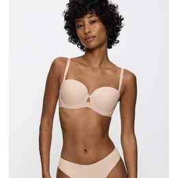 Balconette-BH Triumph "Pure Micro", Damen, Gr. 85, Cup E, beige (cameo beige), Single Jersey, Obermaterial: 47% Polyamid, 36% Polyester, 17% Elasthan, clean, unifarben, Basic, BHs Balconette-BH, nahezu unsichtbar, abnehmbare Tr&auml;ger