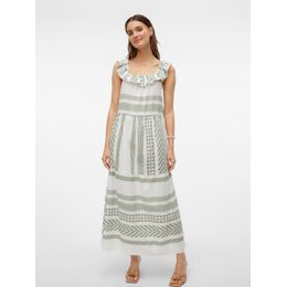 V&eacute;ro Moda Maxikleid VERO MODA "VMDICTHE SL ANKLE DRESS WVN GA", Damen, Gr. L, N-Gr, gr&uuml;n, Obermaterial: 100% Baumwolle, gemustert, regular fit kn&ouml;chellang, V-Ausschnitt, Kleider Maxikleid, Sommerkleid