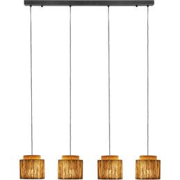 Trio LEUCHTEN Pendelleuchte "SMILLA, 4-flammige H&auml;ngelampe mit Jute Lampenschirmen Breite 121cm", schwarz matt, natur, 4, H: 150cm, 1 Stk., Leuchten, H&ouml;he max 150 cm, exkl 4x E27 max 10W, H&auml;ngeleuchte Esstisch K&uuml;che, Pendelleuchte