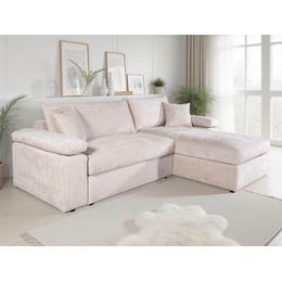 Ecksofa OTTO HOME "Cosy L-Form, B: 234 cm, Sitzaufbau im Sandwich-Federkern", beige, B:234cm T:162cm, 100%Polyester, Sofas, Ecksofa, 2 Zierkissen, Mega-Sofa, Cord oder Struktur weich, Kaltschaumauflage