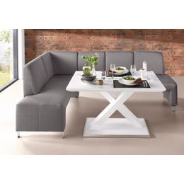 Eckbank exxpo - SOFA FASHION "Intenso, viele Bezugsstoffe Cord, Struktur 243/158 cm (B/T)", grau, B:243cm H:91cm T:158cm, NaturLeder;Strukturstoff (Zusammensetzung: Polyester 100%);Luxus-Microfaser (Zusammensetzung: Aufgeflockte 100% Polyester Schicht mit Pr&auml;gung);Cord (Zusammensetzung: Polyester 100%), Sitzb&auml;nke, Eckbank, hohe Bodenfreiheit, frei im Raum stellbar, hoher Sitzkomfort, Topseller
