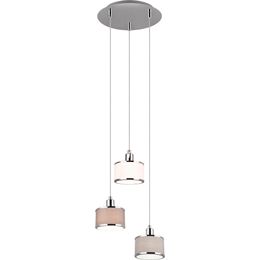 Trio LEUCHTEN Pendelleuchte "KAPRUN, H&auml;ngelampe mit Stoffschirmen, exkl E14, max 28W", chrom, 3, H: 150cm, 1 Stk., Leuchten, H&ouml;he einstellbar bis max 150 cm, Stoffschirme + Metall, Pendelleuchte