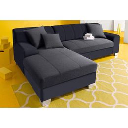 Ecksofa DOMO collection "TURAH 239x152 cm, inkl. Zierkissen, moderne Steppung", schwarz (schwarz, schlamm), B:239cm H:75cm T:152cm, Sofas, Ecksofa, mit Bettfunktion, Schlafsofa, Unser Dauertiefpreis