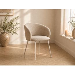 Esszimmerstuhl ACTONA GROUP "Eleanor 2er Set, gepolstert mit Armlehne, bequem, modern, beige", , beige, beige, beige, B:55,5cm H:79cm T:55cm, Stoff, St&uuml;hle, Esszimmerstuhl, Skandinavisches Design, hoher Sitzkomfort & weicher Stoff