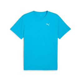 Laufshirt Puma "GRAPHICS RUNNING FASTER TEE M", Herren, Gr. L, blau (speed blau), Web, Obermaterial: 100% Polyester, regular fit normal, Rundhals, Shirts Laufshirt, Regular Fit, mit dryCELL Technologie, Kurzarmdesign
