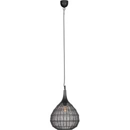 Trio LEUCHTEN Pendelleuchte "SORAYA, 1-flammige H&auml;ngelampe mit Drahtgeflecht Lampenschirm", schwarz matt, 1, &Oslash; 42cm H: 150cm, 1 Stk., Leuchten, exkl 1xE27 max 10W H&ouml;he bis 150 cm einstellbar H&auml;ngeleuchte Wohnzimmer, Pendelleuchte