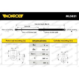 Monroe Gasfeder, Koffer-/Laderaum 11356409 f&uuml;r VW