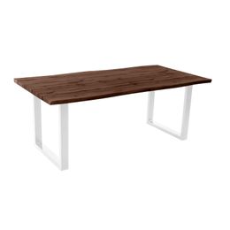 Esstisch Baumkante Holz-Optik Nussbaum 200 x 100 U-Gestell wei&szlig; JOSY