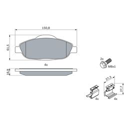 Bosch Bremsbelagsatz, Scheibenbremse 0986494261 f&uuml;r Peugeot
