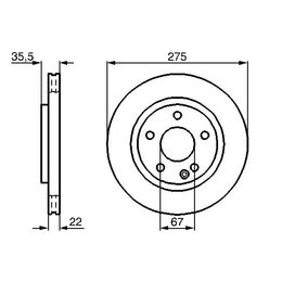 Bosch Bremsscheibe 0986478474 bel&uuml;ftet 276mm 22mm f&uuml;r Mercedes