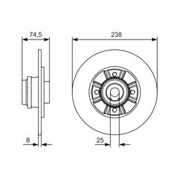 Bosch Bremsscheibe 0986479759 voll 238mm 8mm f&uuml;r RENAULT