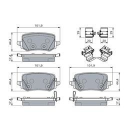 Bosch Bremsbelagsatz, Scheibenbremse 0986460161 f&uuml;r HYUNDAI KIA