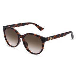 Gucci GG0636SK | Damen-Sonnenbrille | Fassung: Vollrand, Cat Eye, Kunststoff, Havanna Gl&auml;nzend | Glasfarbe: Braun Verlaufend