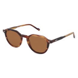 Zeiss ZS24543S | Unisex-Sonnenbrille | Fassung: Vollrand, Panto, Acetat, Braun Gestreift | Glasfarbe: Braun
