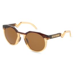 Oakley OO9242 HSTN | Herren-Sonnenbrille | Fassung: Vollrand, Rund, Kunststoff, Braun Gelb | Glasfarbe: Orange