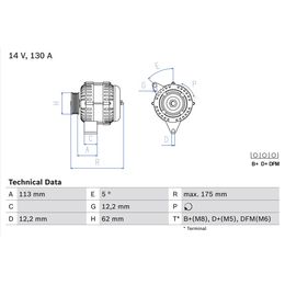 Bosch Generator 0986048801 f&uuml;r Opel SAAB Vaughall
