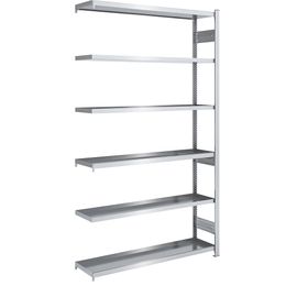 hofe Wannenregal, Stahl verzinkt, doppelseitig, H 2500 mm, Wannen-BxT 1300 x 400 mm, Anbauregal