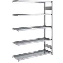 hofe Wannenregal, Stahl verzinkt, doppelseitig, H 2000 mm, Wannen-BxT 1300 x 500 mm, Anbauregal