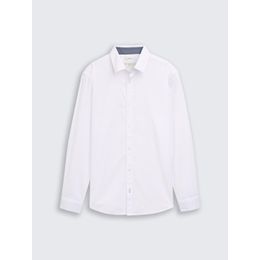 Tom Tailor Herren Regular Fit Hemd mit Stretch, wei&szlig;, Uni, Gr. M