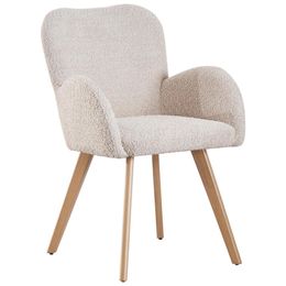 Mid.you Armlehnstuhl Boucle, Beige, Eiche, Textil, konisch, 57x85x63 cm, Fsc, Bsci, Esszimmer, St&uuml;hle, Esszimmerst&uuml;hle, Armlehnenst&uuml;hle