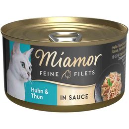 Miamor Feine Filets in Sauce Huhn & Thun Katzen-Nassfutter ohne Getreide 24x85g