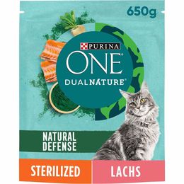 Purina One Dual Nature Katzen-Trockenfutter kastrierte Katze Lachs, Spirulina getreidefrei 650g