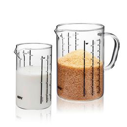 Gefu Messbecherset Meti, Transparent, Glas, Messskala f&uuml;r Fl&uuml;ssigkeiten, Lebensmittel, Backen, Backhelfer, Messbecher