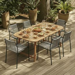 Gartensessel-Set 2-er Hellgrau aus Textil/Metall