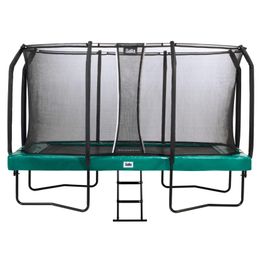 Salta First Class - rechteckig 244x427 cm- Schutzrand - Komplettsystem mit hochwertigem Sicherheitsnetz und Leiter gr&uuml;n