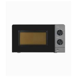 Exquisit MW950-70 grau Mikrowelle (20 Liter, 700 Watt max. Mikrowellenleistung, lackierter Garraum, 6 Leistungsstufen inkl. Auftaufunktion, Drehteller 24,5 cm &Oslash;, mechanische Zeitschaltuhr, Innenbeleuchtung, Grau/Schwarz)