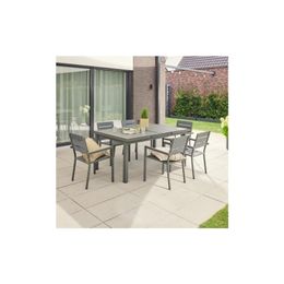 Home Deluxe Garten-Sitzgruppe CALIDO MADERA inklusive ausziehbarer Gartentisch & 8 St&uuml;hlen