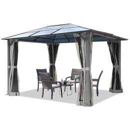TOOLPORT Hardtop Gartenpavillon Moonlight Deluxe , inkl. 4 Seitenteile 3x3 m