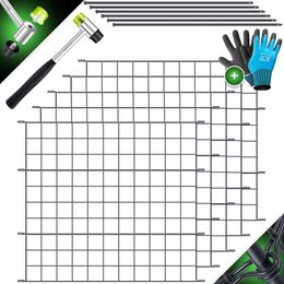 Kesser&reg; Teichzaun Gartenzaun Steckzaun Komplettset Metall Zaunelemente Inkl. Hammer + Befestigungsst&auml;ben, Zaun zum stecken f&uuml;r Garten, Oberbogen Rund Gitterzaun Set Freigehege f&uuml;r Hunde