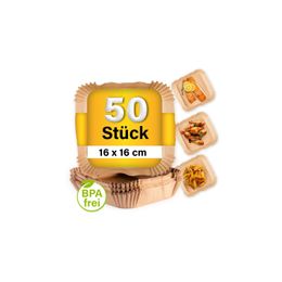 gourmetmaxx Backpapier-Schalen f&uuml;r Hei&szlig;luft-Fritteusen 50er-Set 16x16x4,5cm braun