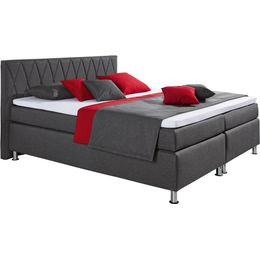 Boxspringbett Hapo "Atlanta", anthrazit, B:210cm L:210cm, 100% Polyester, Komplettbetten, Boxspringbett