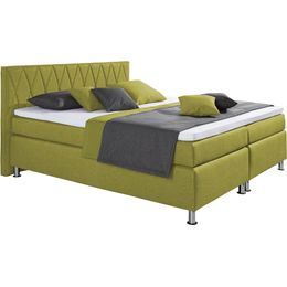 Boxspringbett Hapo "Atlanta", gr&uuml;n, B:110cm L:210cm, Komplettbetten, Boxspringbett
