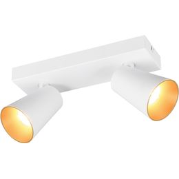 Trio LEUCHTEN Deckenstrahler "SHARP, Spot mehrflammig exkl GU10 max 10W schwenkbar & drehbar", wei&szlig; matt, gold, 2, &Oslash; 8cm H: 16cm, 1 Stk., Leuchten, Schirm innen gold, Strahler f&uuml;r Wandmontage + Deckenmontage, Deckenstrahler